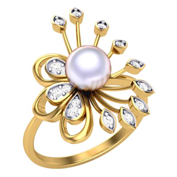Buy White Pearl Ring Online in India | Kasturi Diamond